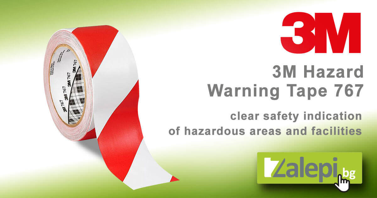 3M Hazard Warning Tape 767 Red/White, 50 mm x 33 m